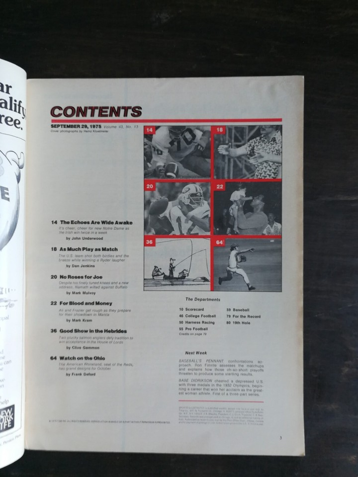 Sports Illustrated September 29, 1975 Rick Slager Notre Dame Irish ...
