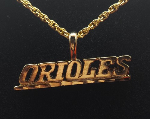 ORIOLES SPORTS TEAM 14KT GOLD EP CHARM PENDANT WITH A 24INCH ROPE CHAIN ...