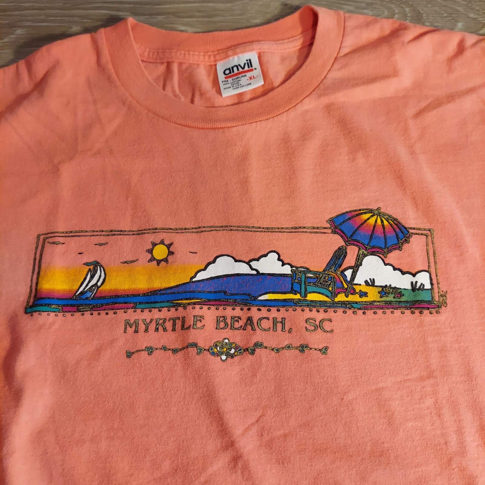 Vintage Myrtle Beach T Shirt, Rainbow, Beach, Size XL, Single Stitch ...