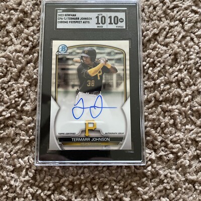2023 Bowman Chrome TERMARR JOHNSON Chrome Prospect On Card Auto SGC 10/ ...