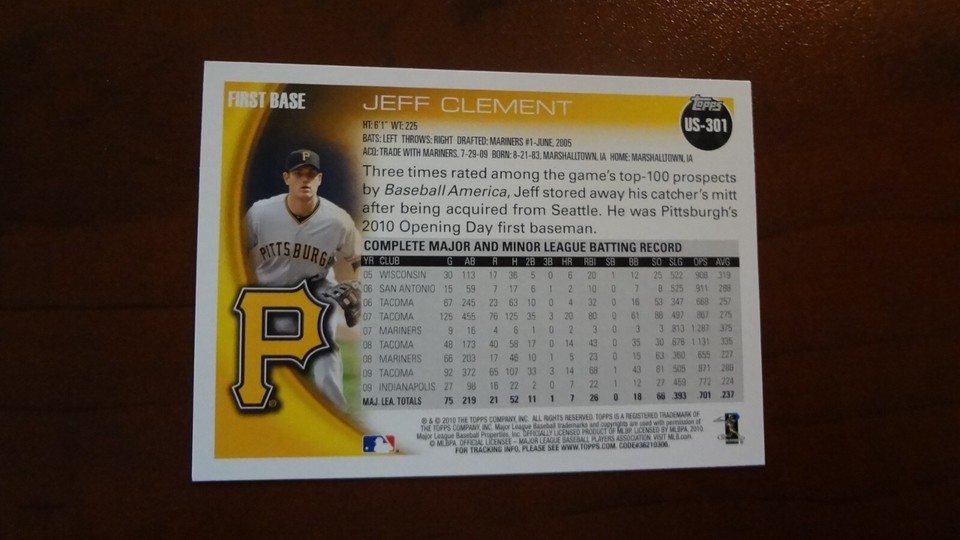 2010 TOPPS # US-301 JEFF CLEMENT BASEBALL CARD | eBay