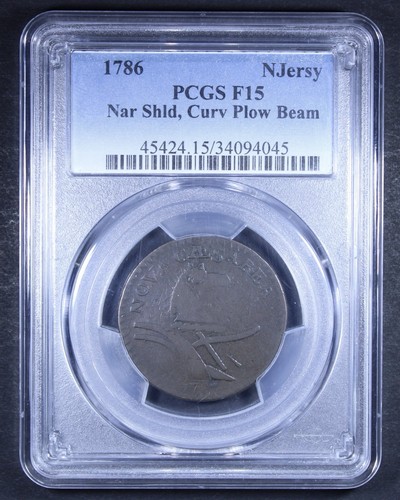 1786 New Jersey Colonial Copper - Narrow Shield Curved Plow Beam - 1/2P ...