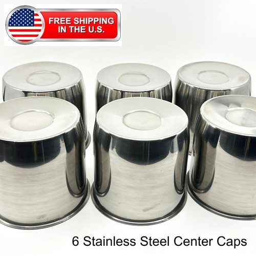 6 Stainless Steel 5.15 Push through Wheel Center Caps 8 Lugs Trailer ...