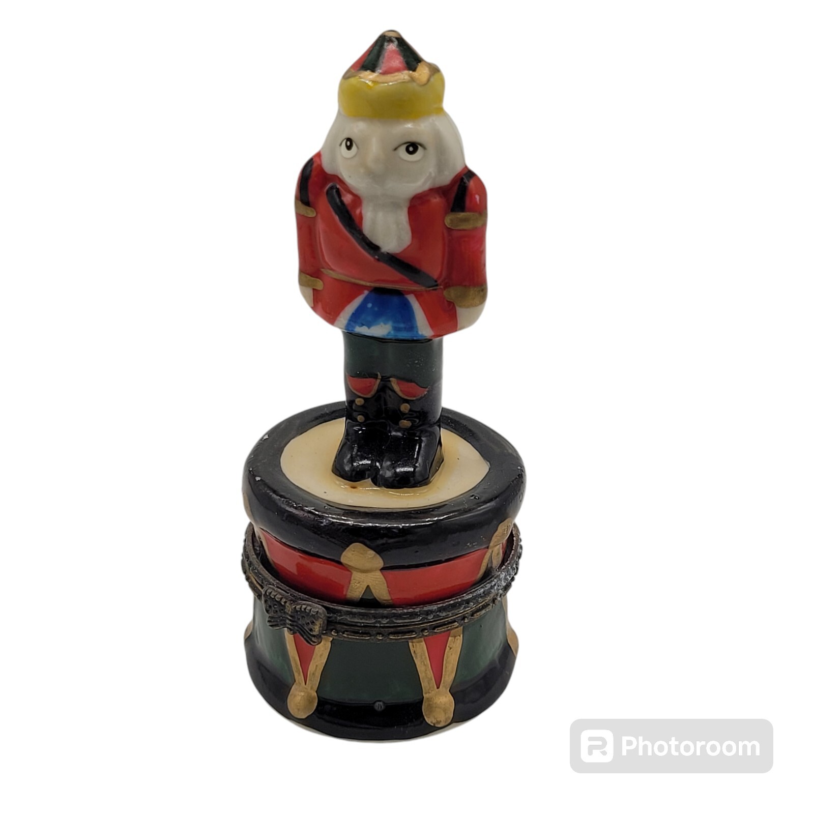 Nutcracker Porcelain Hinged Trinket Christmas Box with Blue Trinket ...
