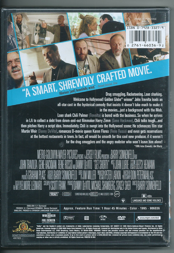 📦 Get Shorty (DVD, 2009, Full & Widescreen, John Travolta, Gene Hackman ...
