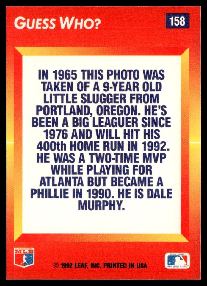 1992 Triple Play Dale Murphy #158 | eBay