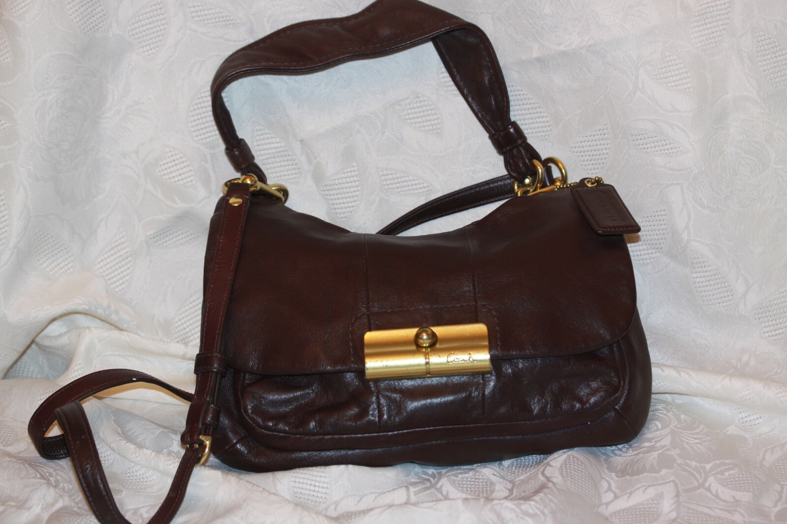 COACH Kristin Hippie Chocolate Brown Leather Crossbody Shoulder Bag ...