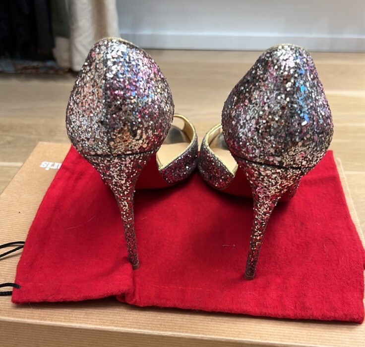 CHRISTIAN LOUBOUTIN Demi You 100 Glitter Pumps Rosette Gold 36.5 | eBay