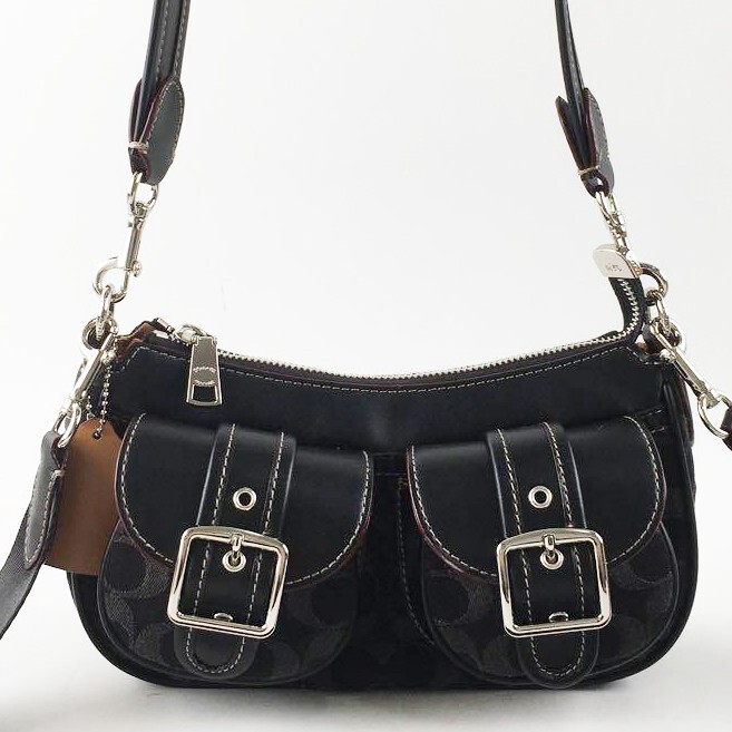 COACH Ashton Baguette In Signature Denim black CQ184 Crossbody outlet F ...