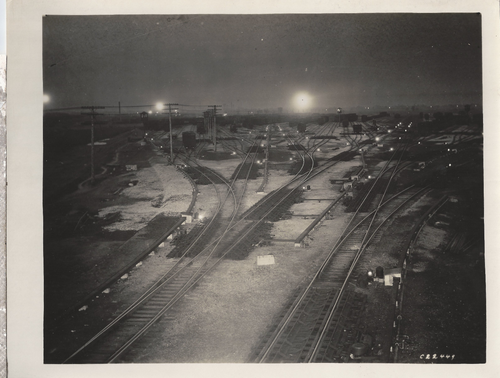 Night view Markham Yards in IL Illinois Central Railroad 8"x10 ...