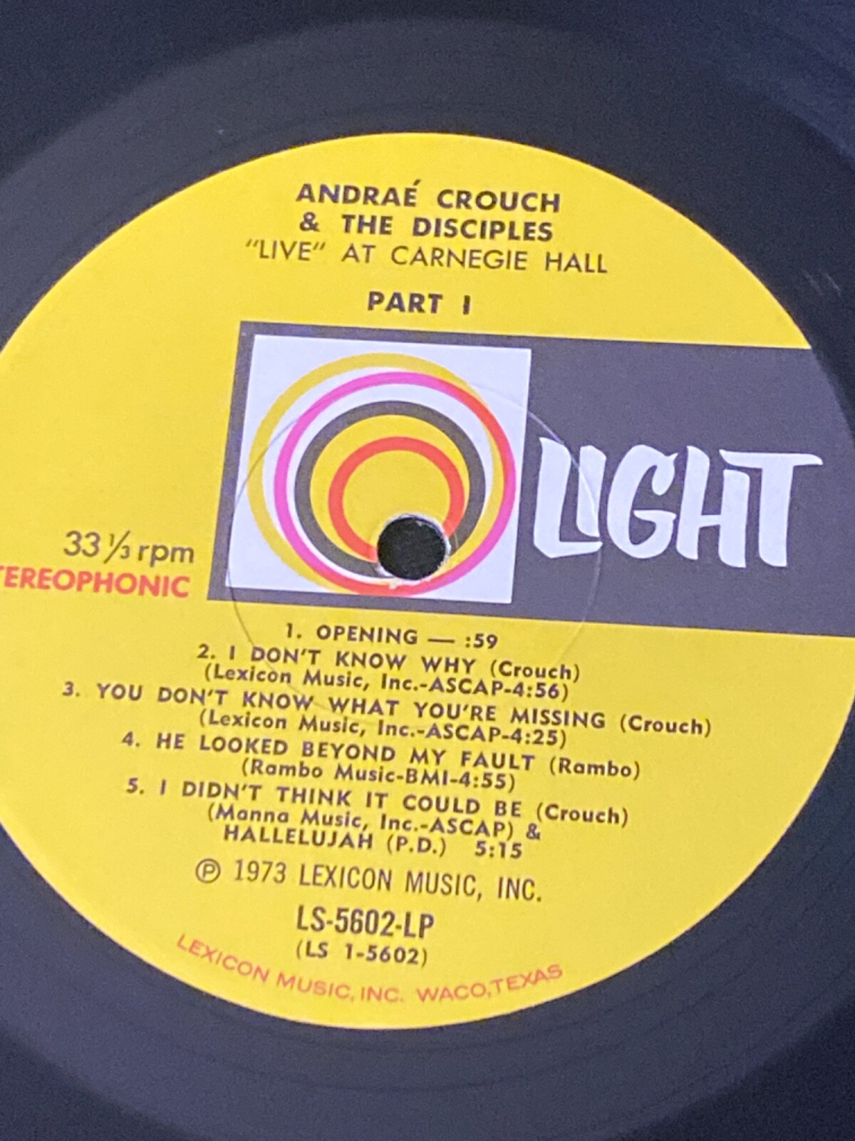 Andrea Crouch & The Disciples Live At Carnegie Hall Light Records LS ...