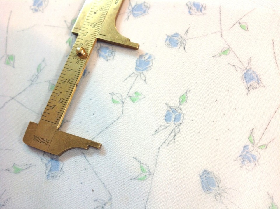 Vintage White Sheer with Blue Rose Buds Trim 6 1/2 inches wide 1 yard ...