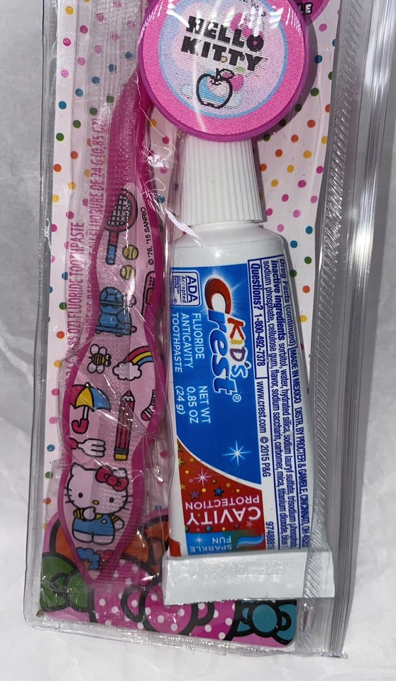 HELLO KITTY Kids Soft Toothbrush Toothpaste Travel Kit NEW Blue, Pink ...