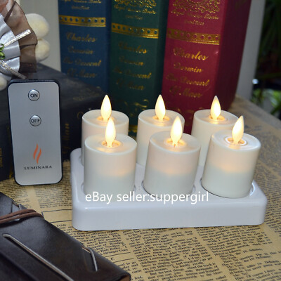 Luminara Rechargeable Tea Lights Flameless Candle Ivory with Remote Set ...