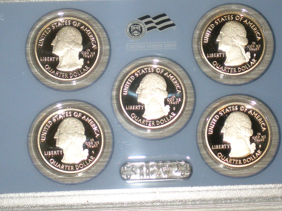 2010 America the Beautiful Quarter Dollar 25c Proof Set of 5 w/Box,COA ...