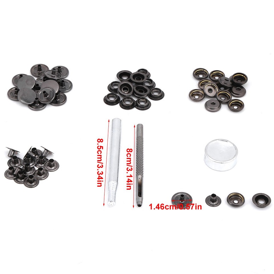 Metal Press Stud Snap Button Fastener With Tools for Leather Clothes ...
