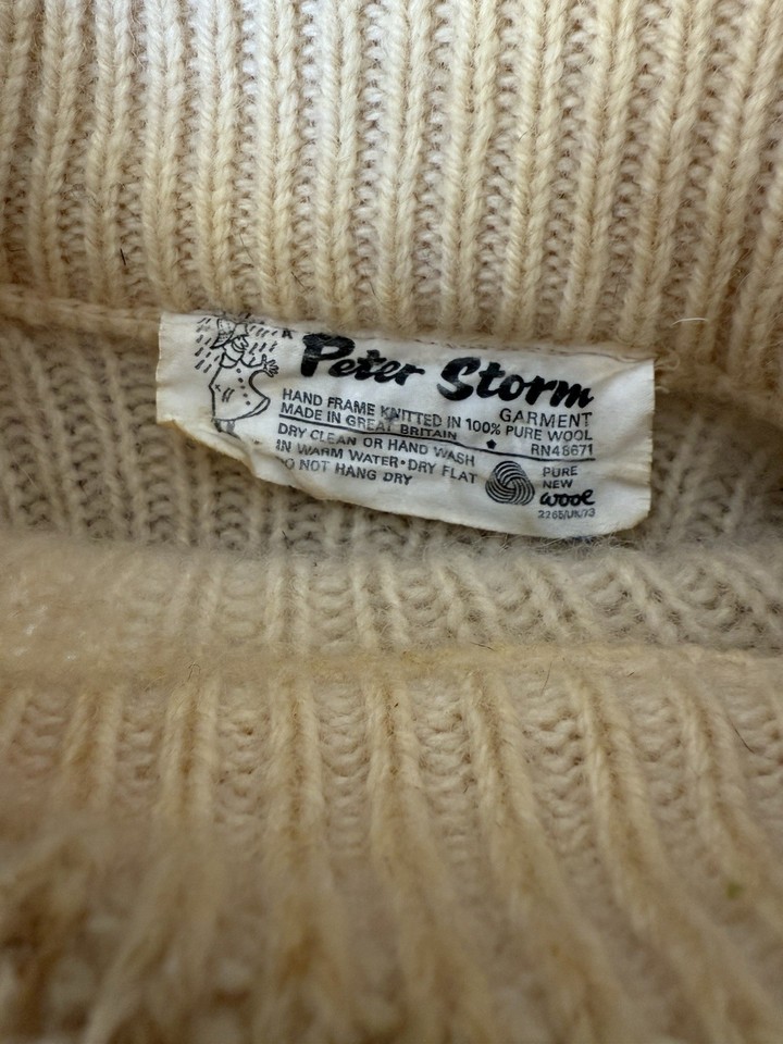 Vintage 70s Men’s Peter Storm 100% Hand Knitted Pure Wool Sweater ...