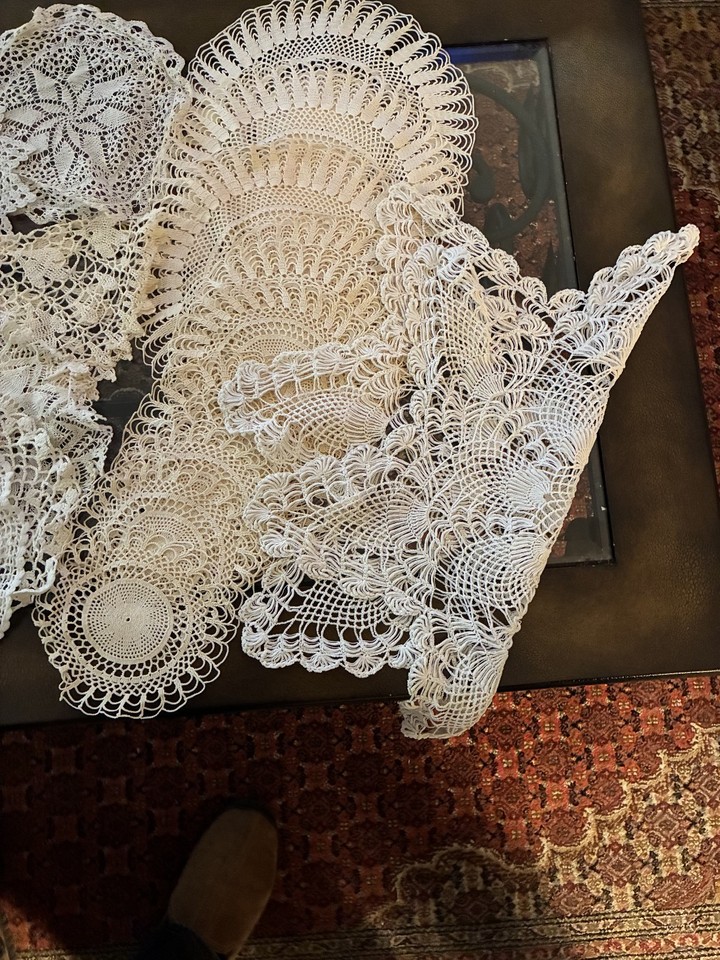Vintage Lot of 40 Mixed Lace, Crochet, & Cotton Dresser Doilies | eBay