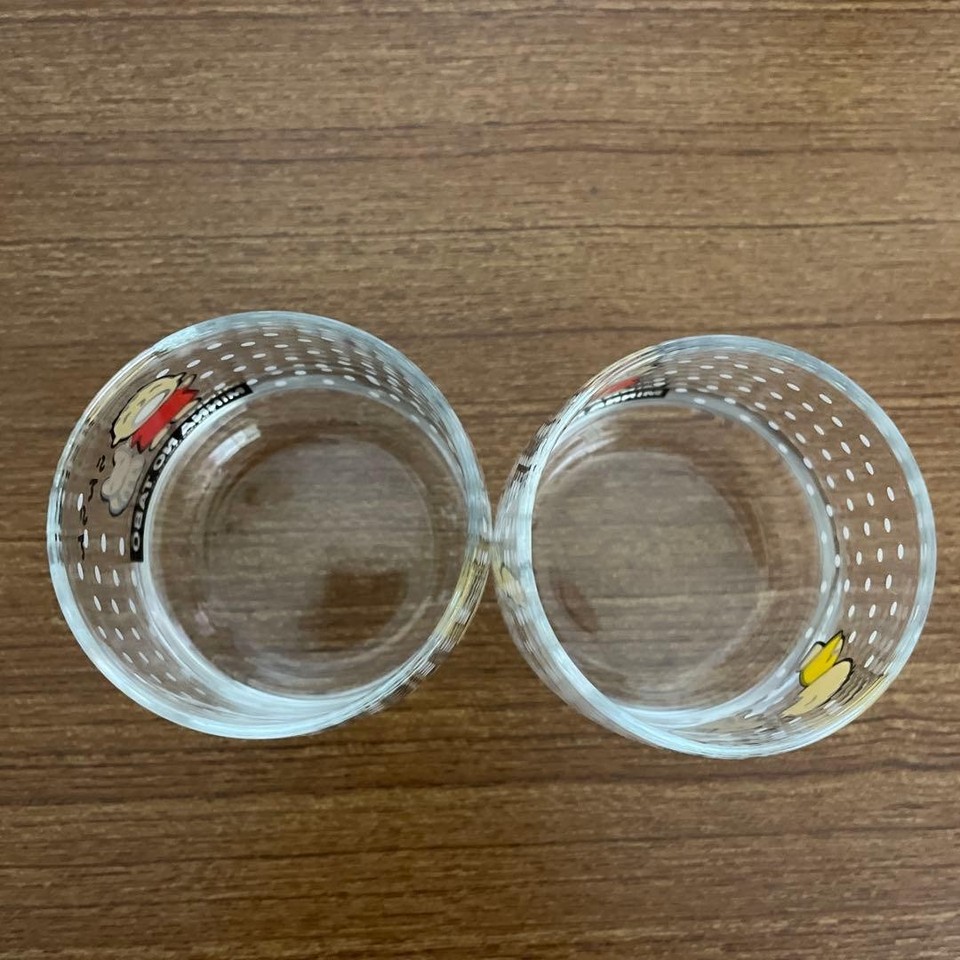 Sanrio Minna Taabo Pair Glass 6cm diameter Used Vintage Collectible 66p ...