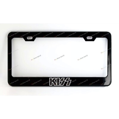 Kiss Custom Made Black Metal License Plate Frame +Screw Caps | eBay