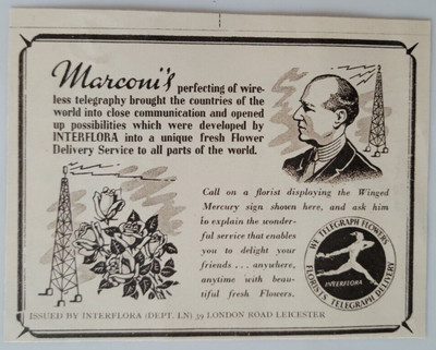 FTD Flower Delivery Marconi Invention Radio UK Print Ad ILN 1949 4.5x3 ...