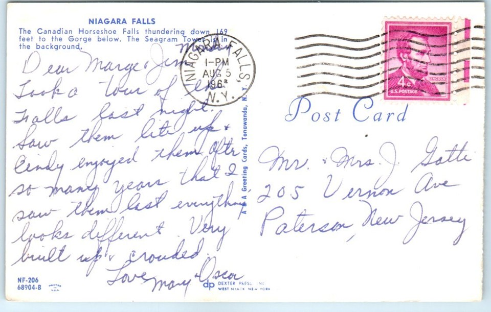 The Canadian Horseshoe Falls with Seagram Tower - Niagara Falls, Canada ...