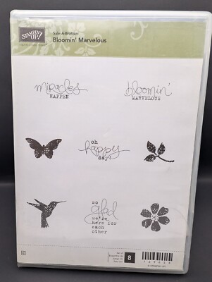 Stampin Up Rubber Stamp Set BLOOMIN MARVELOUS Butterfly Hummingbird ...