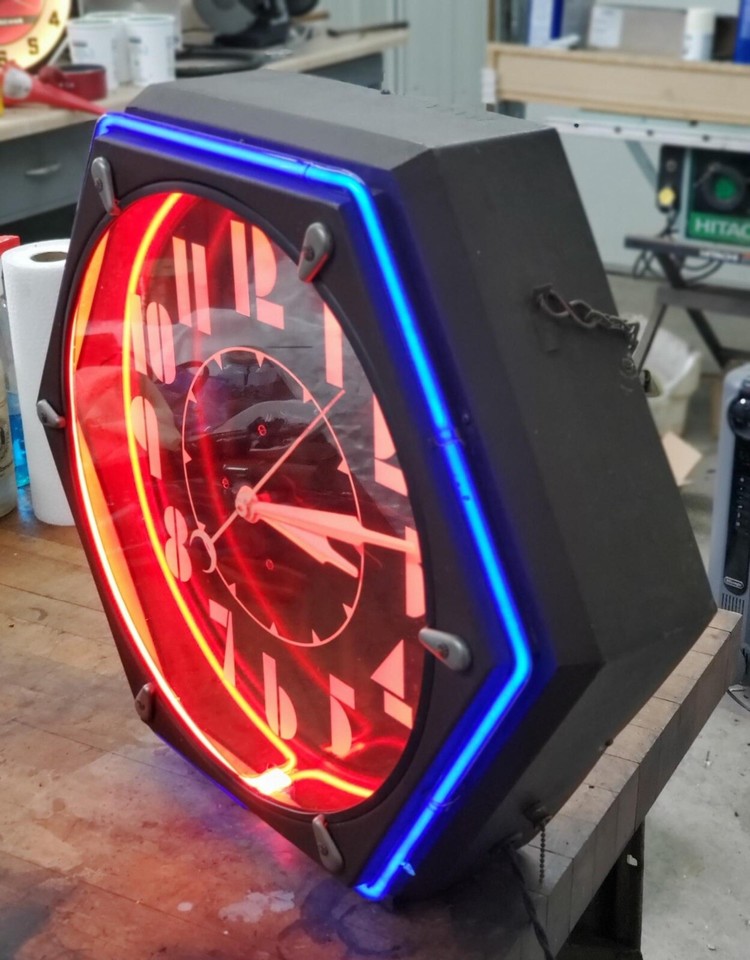 1940’s Cleveland Size Sided Art Deco Neon Clock Read Description ENCC | eBay