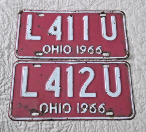 Vintage EXTRA FINE 1966 OHIO SEQUENTIAL Numbers License Plate Set | eBay
