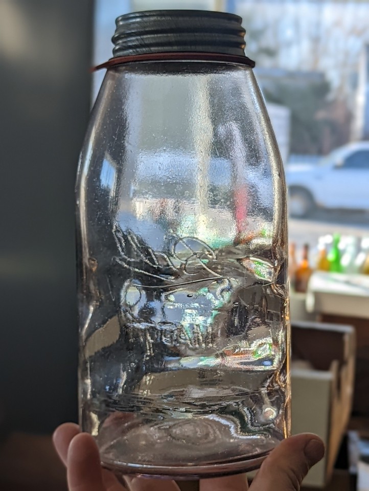 SCA/Light Purple Half Gallon 2L Ball Mason Wavy Bingham Machine Made ...