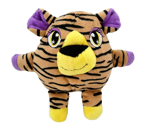 Kmart Anko Laughing Tiger Plush 5" Brown Yellow Purple Ear Soft Toy ...