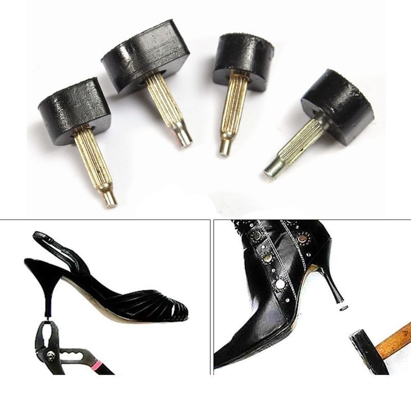 4pc High Heel Shoes Repair Replacement Rubber Tips Taps Dowel Lifts U ...