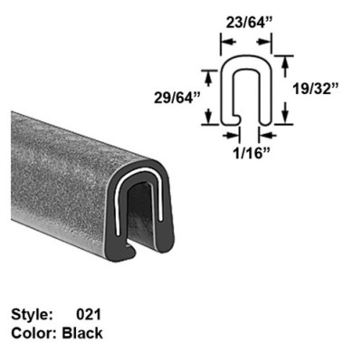 Heavy Duty Vinyl Plastic U-Channel Push-On Trim, Ht. 19/32" x Wd. 23/64 ...