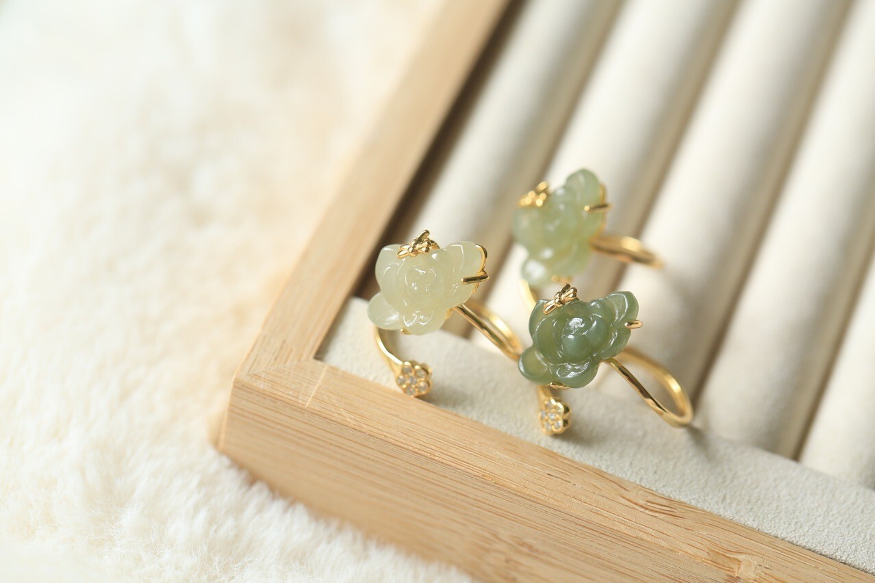 F18 Ring Lotus Flower From Brighter Jade Silver 925 Gold Plated ...