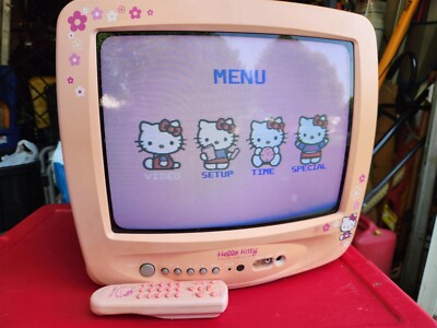 2002 Pink Hello Kitty KT2113 Vintage Box TV With Adapter Remote | eBay