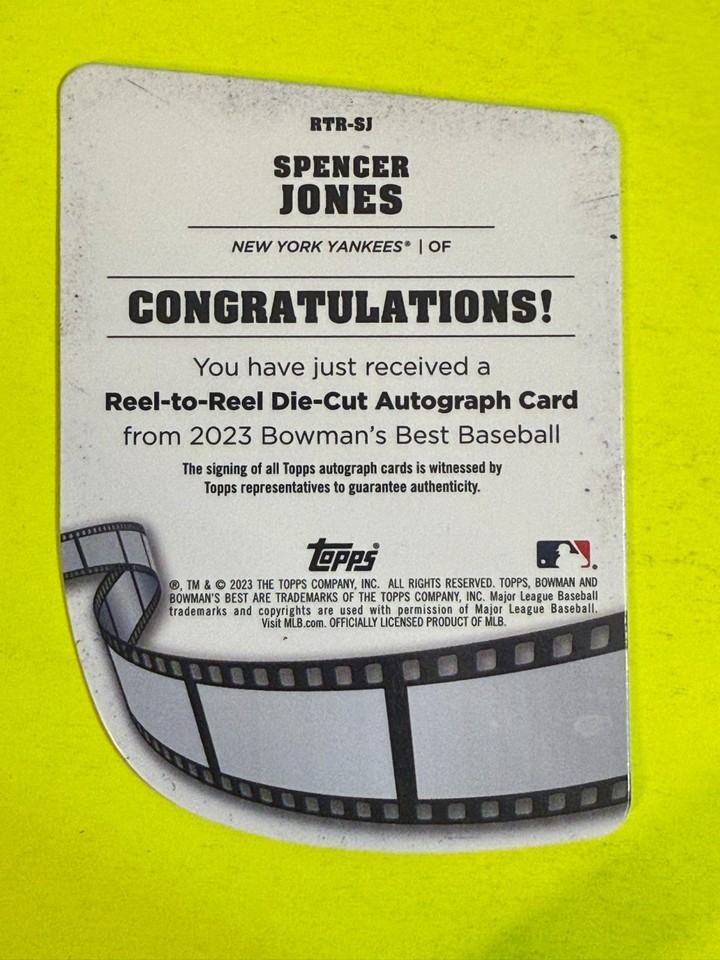 DA107086 2023 Bowman's Best Reel to Reel Die Cut Auto #RTRSJ Spencer ...