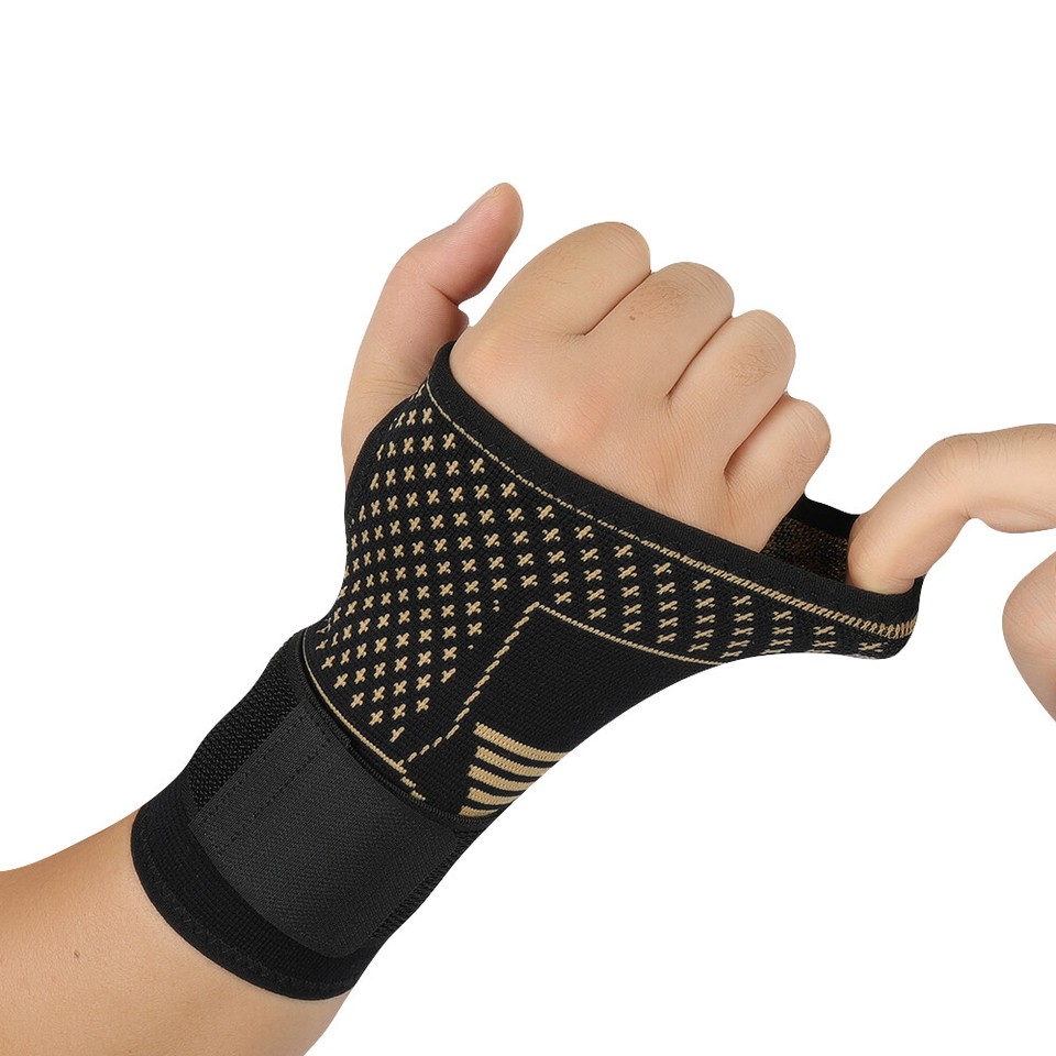 Copper Wrist Support Brace Compression Sleeve Arthritis Sport Carpal ...