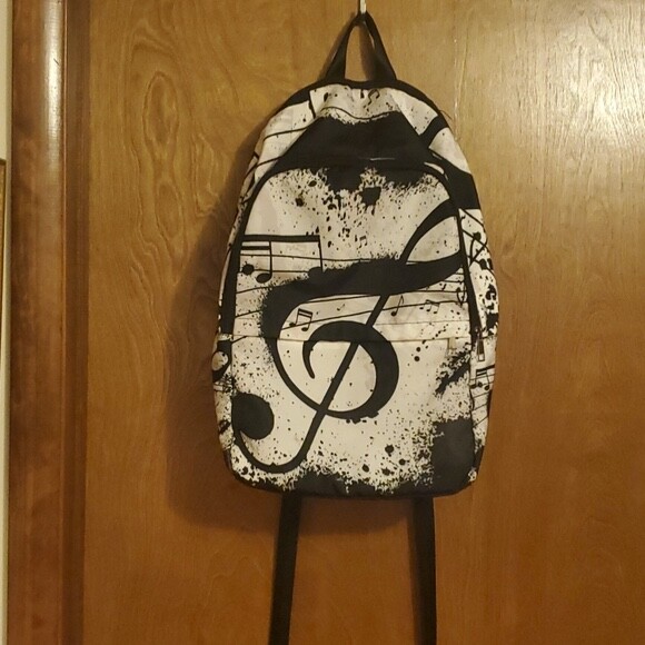 Black & White Musical Notes Backpack - Gem