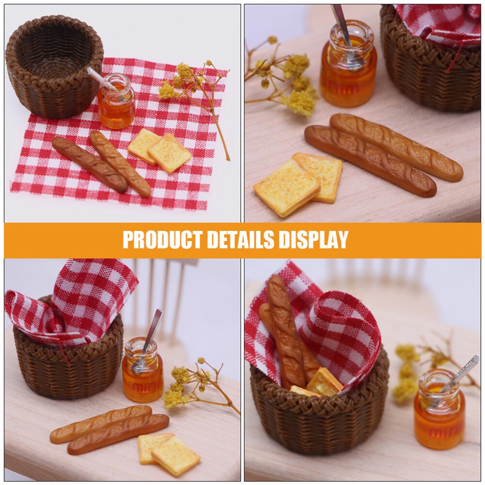 1 Set Mini Doll House Bread Basket Kit Mini Bread Basket Prop Mini ...