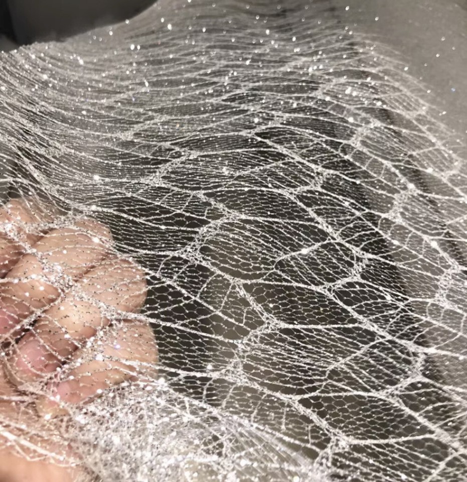 Shiny Fishnet Hollow Out Net Fabric Mesh Glitter Wedding Dress ...