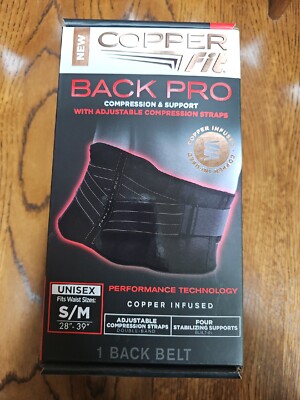 Copper Fit Back Pro Compression & Support Adjustable Straps S/M waist ...