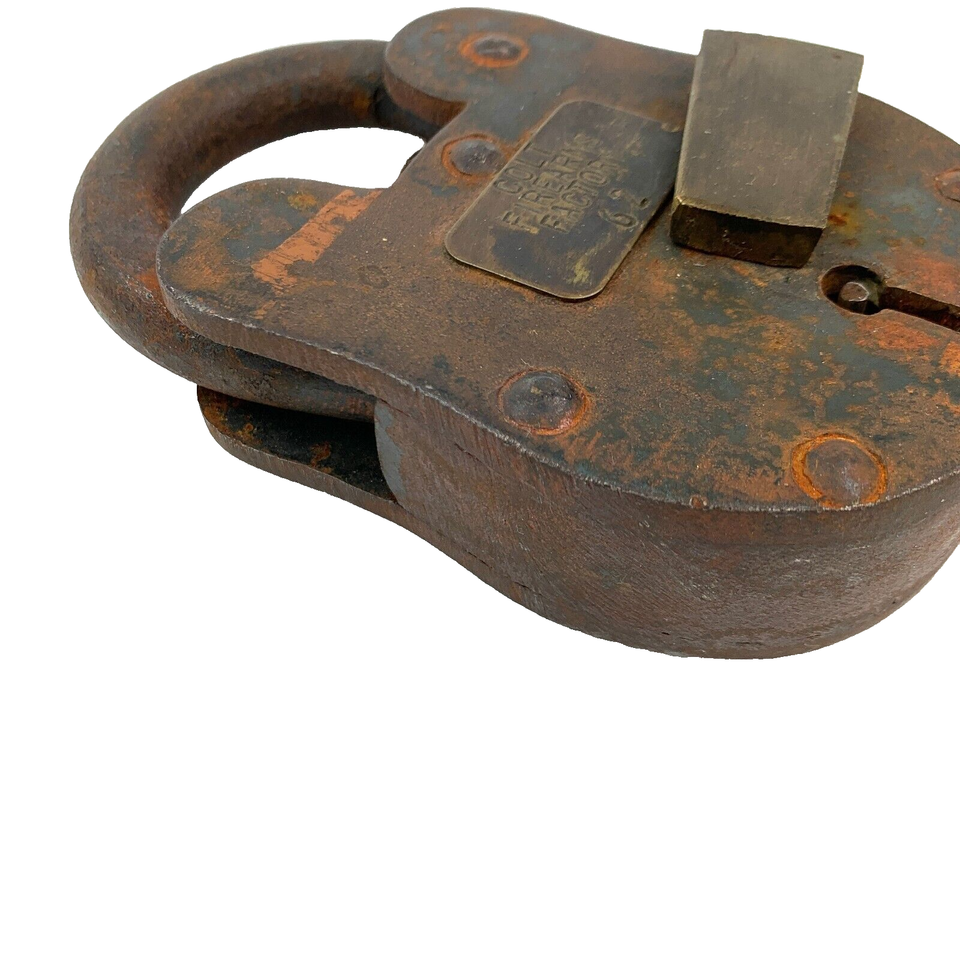 Vintage 4.5" Colt Firearms Factory 62 Cast Iron Padlock Lock Two Keys ...