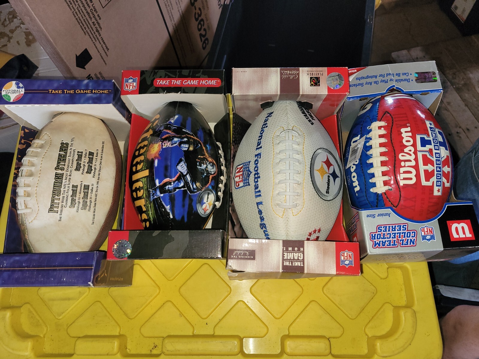 4pc lot Pittsburgh Steelers full size footballs NIB SB XL,Mesh,mascot ...