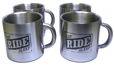 4 Marlboro Promo Eat Ride Sleep Stainless Steel Mugs Motorcycle Biker ...