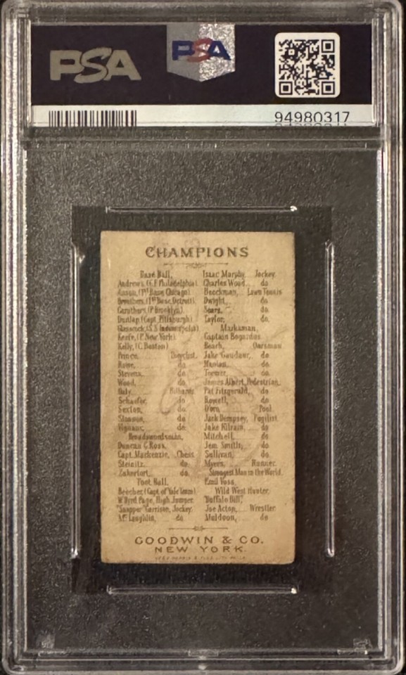 1888 N162 GOODWIN CHAMPIONS KING KELLY PSA 3 “RARE INCREDIBLE EXAMPLE ...