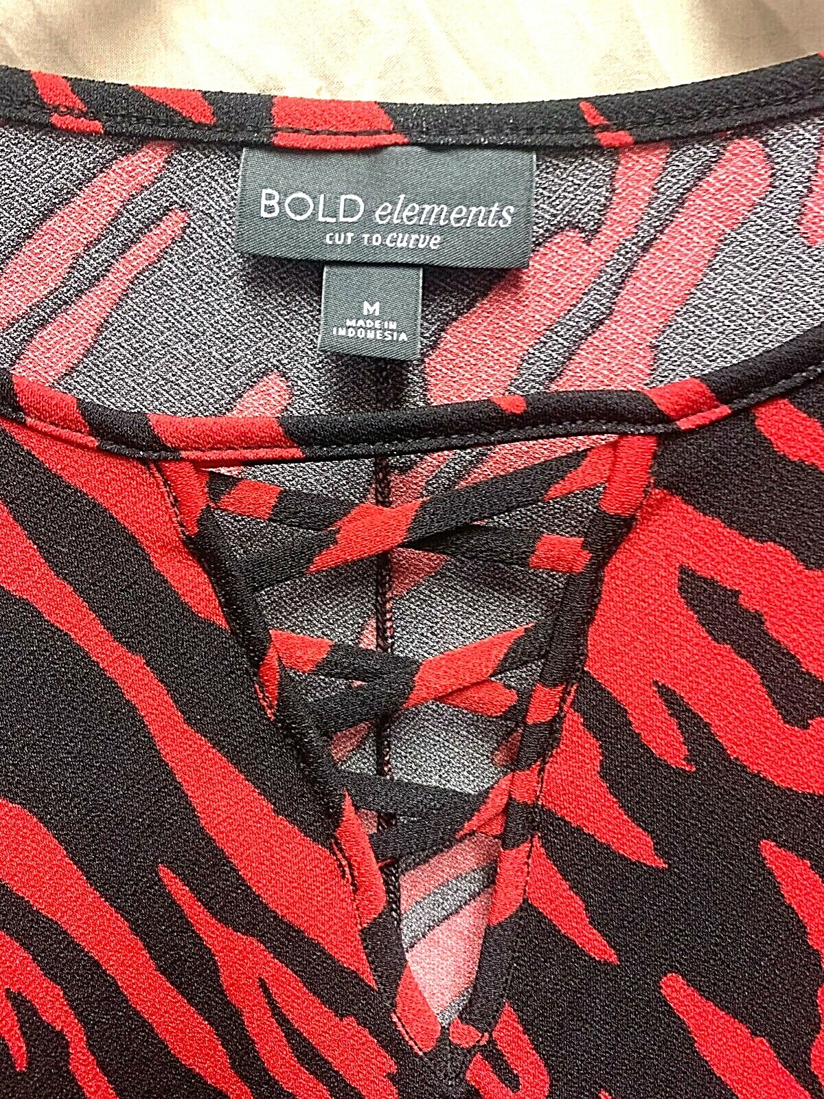 Bold Elements Woman Cut TO Curve Top Red Zebra Medium Polyester Spandex ...