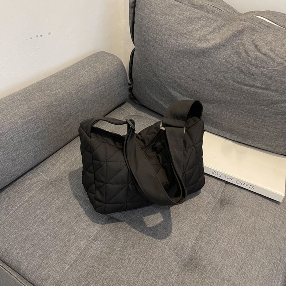 Fashion Crossbody Bags Cotton Padded Large Quilted Wide Strap Handbag ...