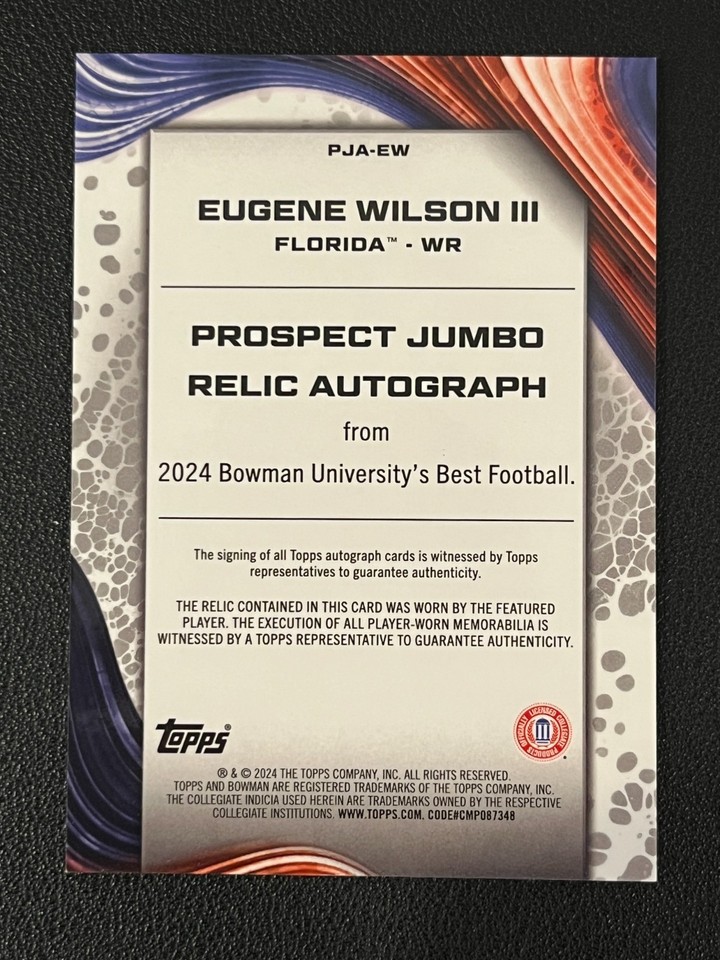 Eugene Wilson III 2024 Bowman University's Best Auto Jumbo Relic ...