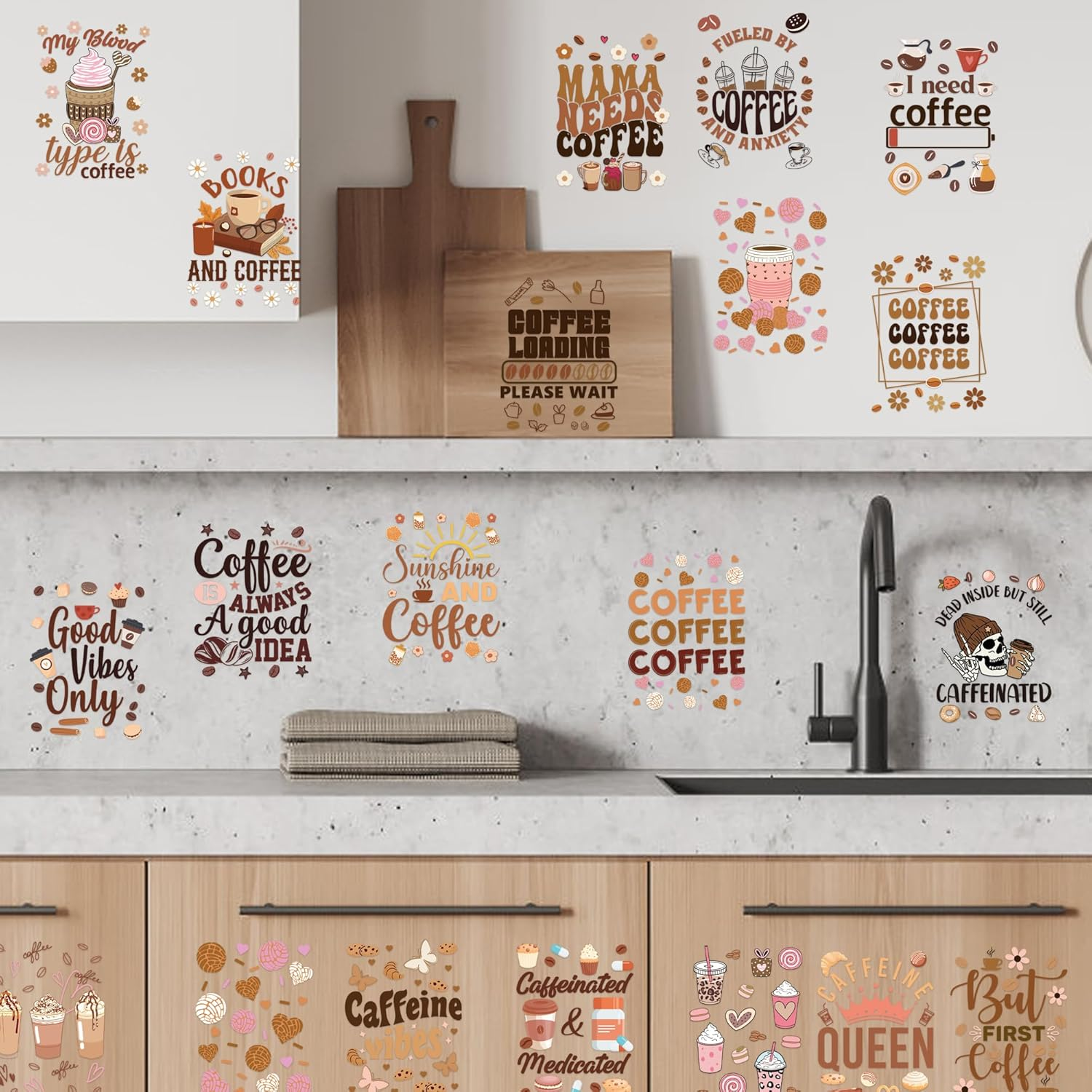 UV DTF Cup Wrap - 20Pcs Coffee UV DTF Cup Sticker for Mug, Water Bottle ...
