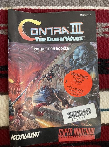 Contra III 3 Alien Wars SNES Manual Only | eBay